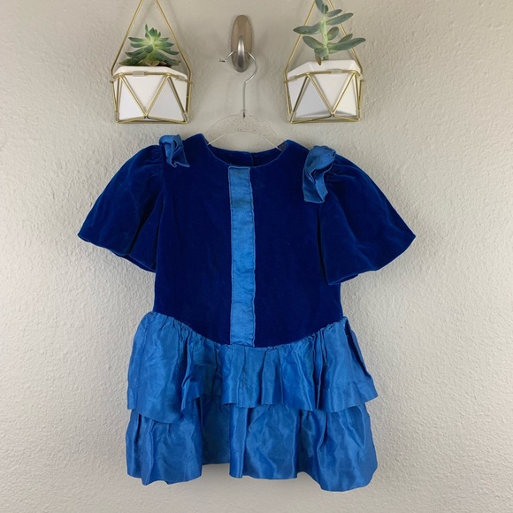 Vintage | Dresses | Vintage Girls Blue Velvet Dress | Poshmark